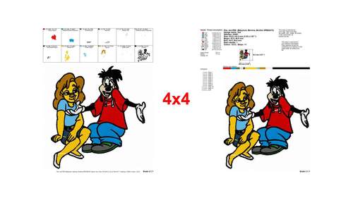 Max Goof and Roxanne cartoon couple sitting embroidery designs ...