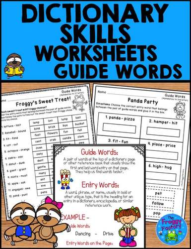 Dictionary Skills Worksheets | Guide Words by The Froggy Factory