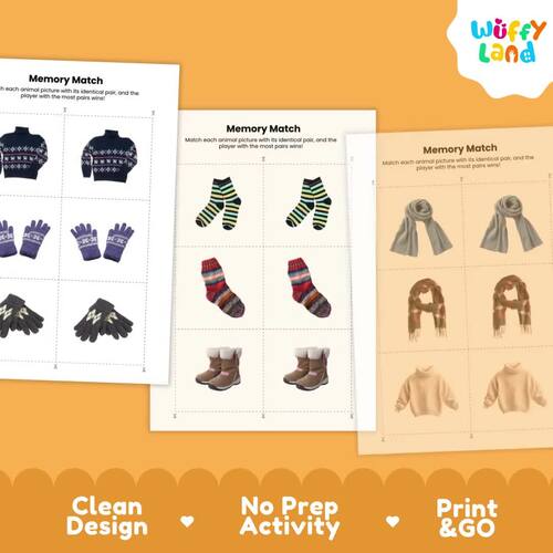 Winter Clothes Memory Match Game | Matching Cards | Preschool ...