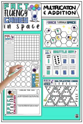 Leveled Addition & Multiplication Math Fact Fluency Games-Space Themed
