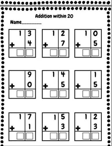 Addition Worksheets- With Regrouping and No Regrouping- 10 Sheets