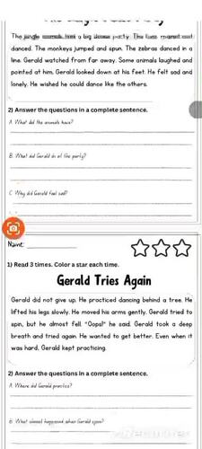 Giraffes Can’t Dance Reading Passages with Comprehension | 1st & 2nd Grade