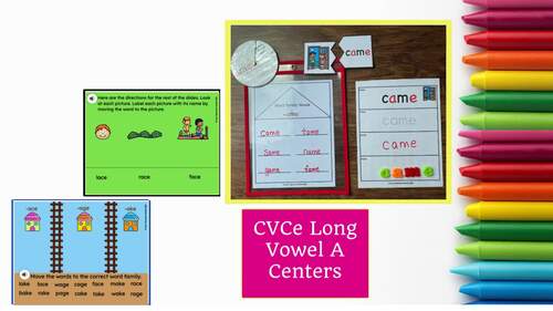 1st Grade CVCe Long Vowel A Phonics Activities Centers | TPT