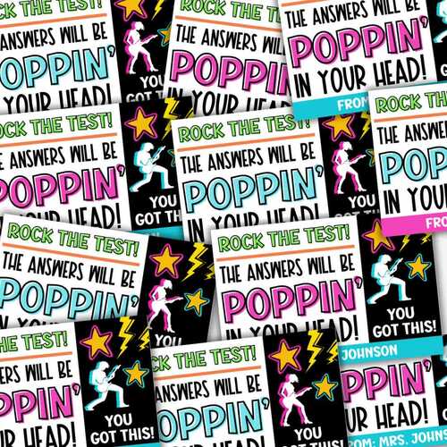 Testing Day Pop Rocks Treat Tag, Student Test You Got This Snack Ring ...