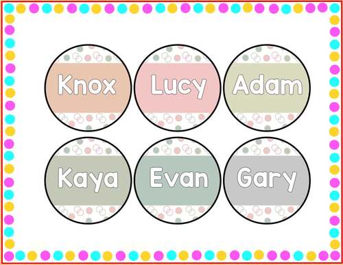 Printable Boho Polka Dots Student Name Plates, Neutral Colors Name Badges