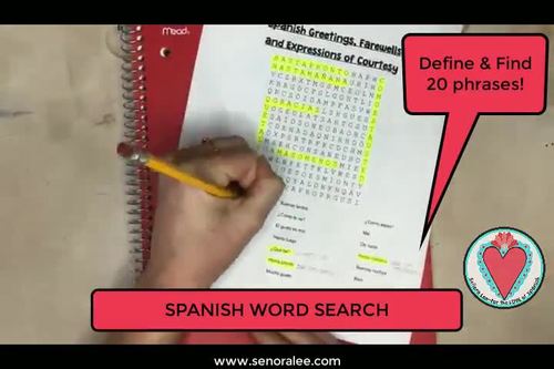 Spanish Greetings Vocabulary Worksheet - Back to School Spanish Word Search