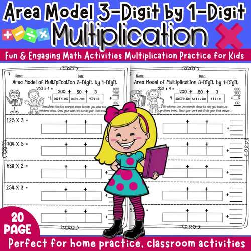 Area Model 3-Digit by 1-Digit Multiplication Worksheets, Fun & Engaging ...