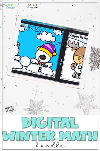 Digital Winter Math Bundle Google Slides and Seesaw by I Love 1st Grade