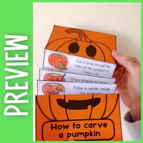 How to carve a pumpkin Halloween foldout sequencing or writing activity