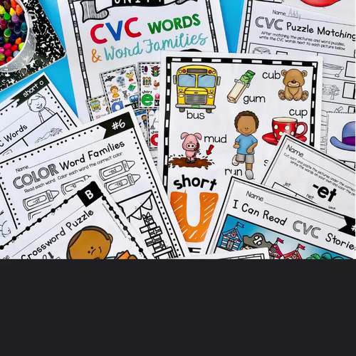 CVC Words and Word Families - Kindergarten Phonics Unit - Centers ...