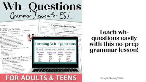 Adult ESL English Grammar Lesson Plan, Worksheets & Activities - Wh ...