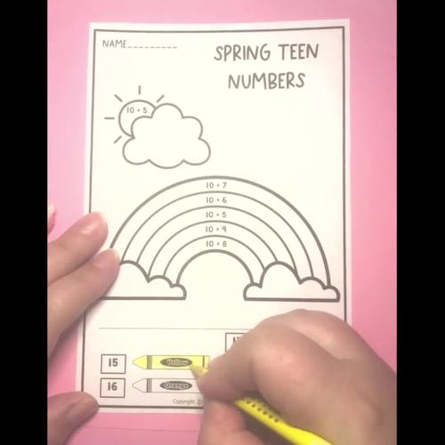 Teen Number Coloring Worksheets Spring Ten Frames Tally Marks Addition