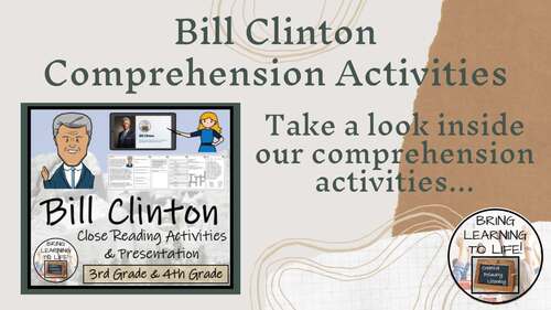 Bill Clinton Close Reading Passage & Comprehension Activities | 3rd–4th ...