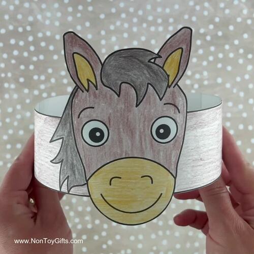 Horse Hat Craft, Coloring Farm Animal Crown, Headband Template | TPT