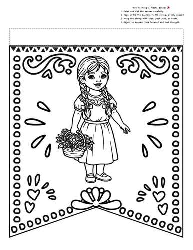 Papel Picado Coloring Banner – Hispanic Heritage Month, Cinco de Mayo ...