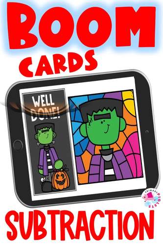 HALLOWEEN Color by Number Code Subtraction within 20 Game Math Boom Cards