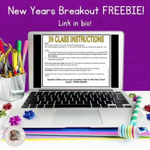 New Years Breakout | New Years Reading Comprehension | TPT