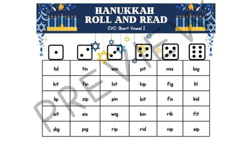 Hanukkah Roll & Read: Phonics Fluency Game! | CVC A, E, I, O, U & Mixed