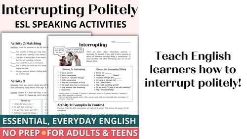 Adult ESL Speaking Activities for Conversational English - Interrupting ...