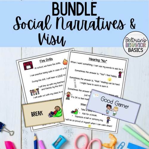BUNDLE Social Narratives and Visual Cue Cards by Beltran's Behavior Basics