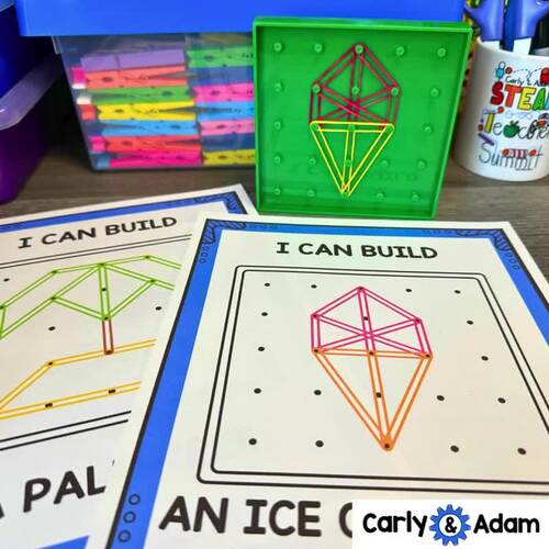 Summer Geoboard Task Cards Shapes Activities Kindergarten, 1st, 2nd ...