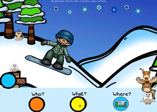 Winter Boom Cards™ Speech Therapy | Expanding Sentences with WH Questions