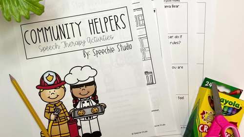 Community Helpers Language and Articulation Workbook for Speech Therapy ...