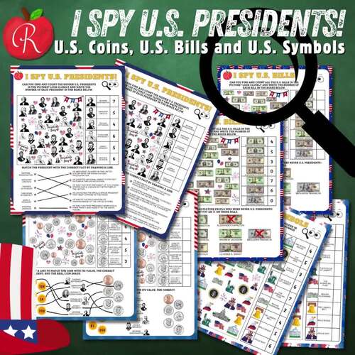 I SPY U.S. Presidents, Coins, Bills & Symbols. History Activities ...
