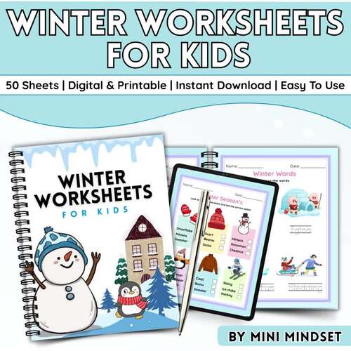 Winter Math & Literacy Worksheets for Preschool & Kindergarten | No ...
