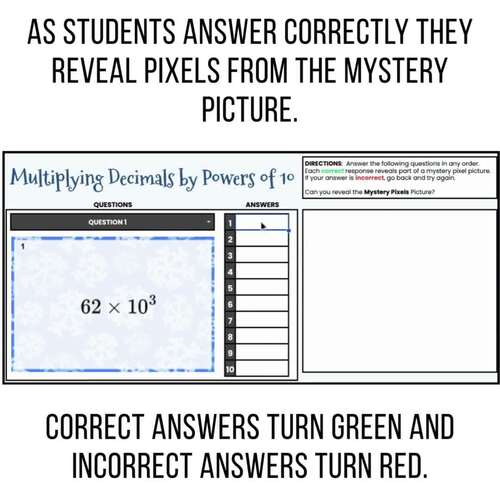 Multiplying Decimals by Powers of 10 | Snow Globe Math | Winter Pixel Art