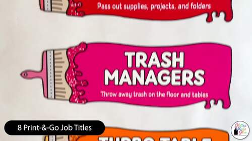 Art Room Jobs Poster for Elementary Art: Editable PowerPoint, Borders ...