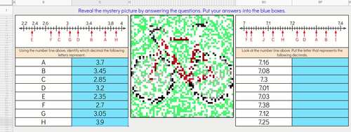 Digital Math Pixel Art Mystery Picture 4th Grade TEKS 4.2.H Decimal ...