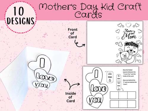 Mother's Day Kid Craft Cards | 10 Printable Coloring Pages | DIY Mother ...