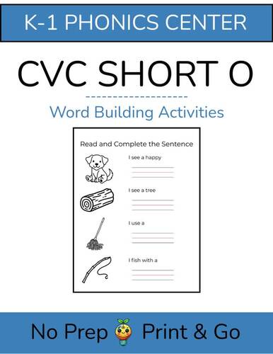 CVC Short O Word Building Centers | K-1 Phonics Activities | No Prep ...