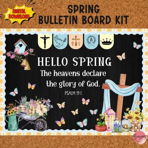 Spring Christian Bulletin Board Decor Church & Classroom Religious ...