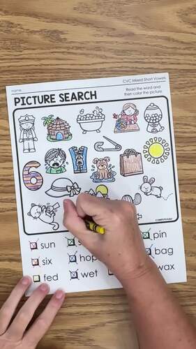 CVC Words No-Prep Picture Searches Worksheets Kindergarten, Morning ...