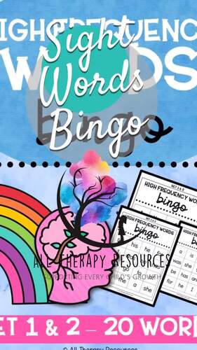 BINGO GAME - High Frequency Words - Sight Words - SET 1 & 2 (20 Words)