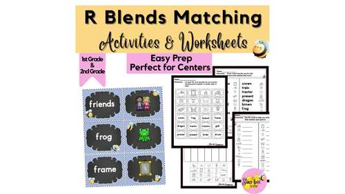 Consonant R Blends Word Picture Match Activity Game Worksheets 1st 2nd ...
