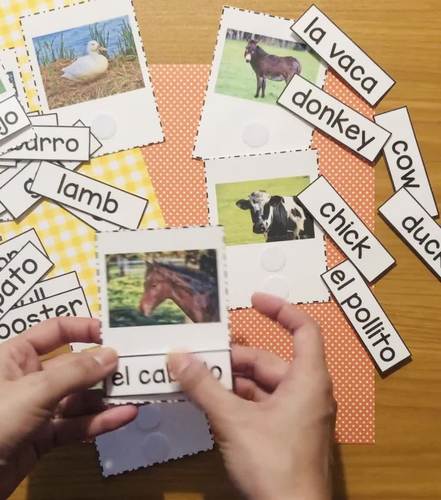 English and Spanish Farm Animal Flashcards - Barnyard Friends! | TpT