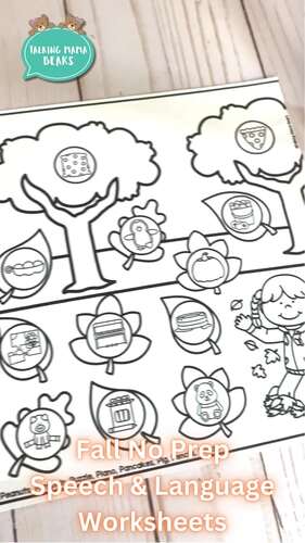 No Prep Fall Speech Sound & Language Worksheets by Talking Mama Bears