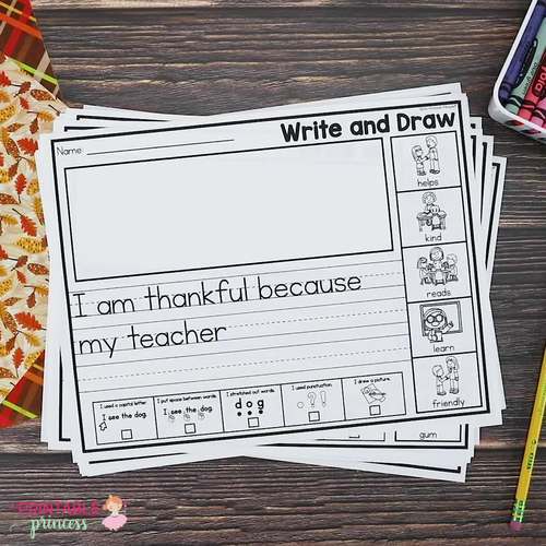 November Writing Prompts for Kindergarten by The Printable Princess