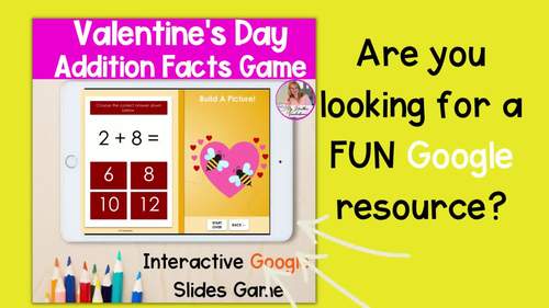 Addition Facts To 20 Google Slides Game Valentine's Day Themed | Math Facts