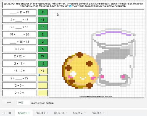 Adding and Subtracting 2 Pixel Art Math | 5 Images | Editable ...