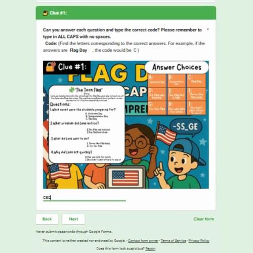 Flag Day Digital Escape Room Reading Comprehension Activity | Digital ...