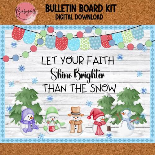Winter Bulletin Board Kit Christian Classroom Decor Snowman-Themed ...