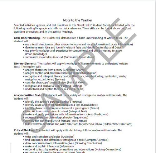 Red Kayak Novel Units® Student Packet Novel Study | TPT