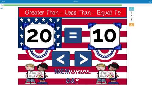 Memorial Day Comparing Numbers Within 20 Math Boom™ Cards by The ...