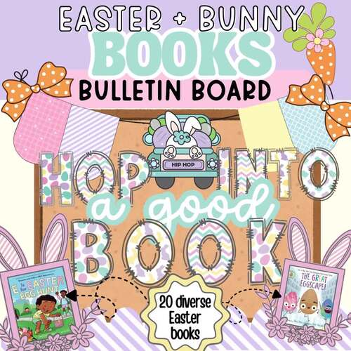 Easter Spring Bulletin Board Display | Hop Into a Good Book| Diverse Books
