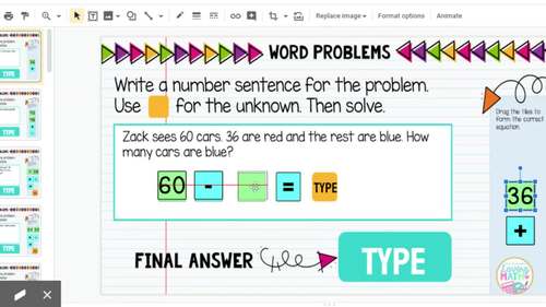 One and Two Step Word Problems Digital Math Centers Second Grade by ...