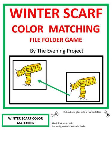 WINTER SCARF COLOR MATCH FILE FOLDER GAME FOR KINDERGARTEN&SP.ED